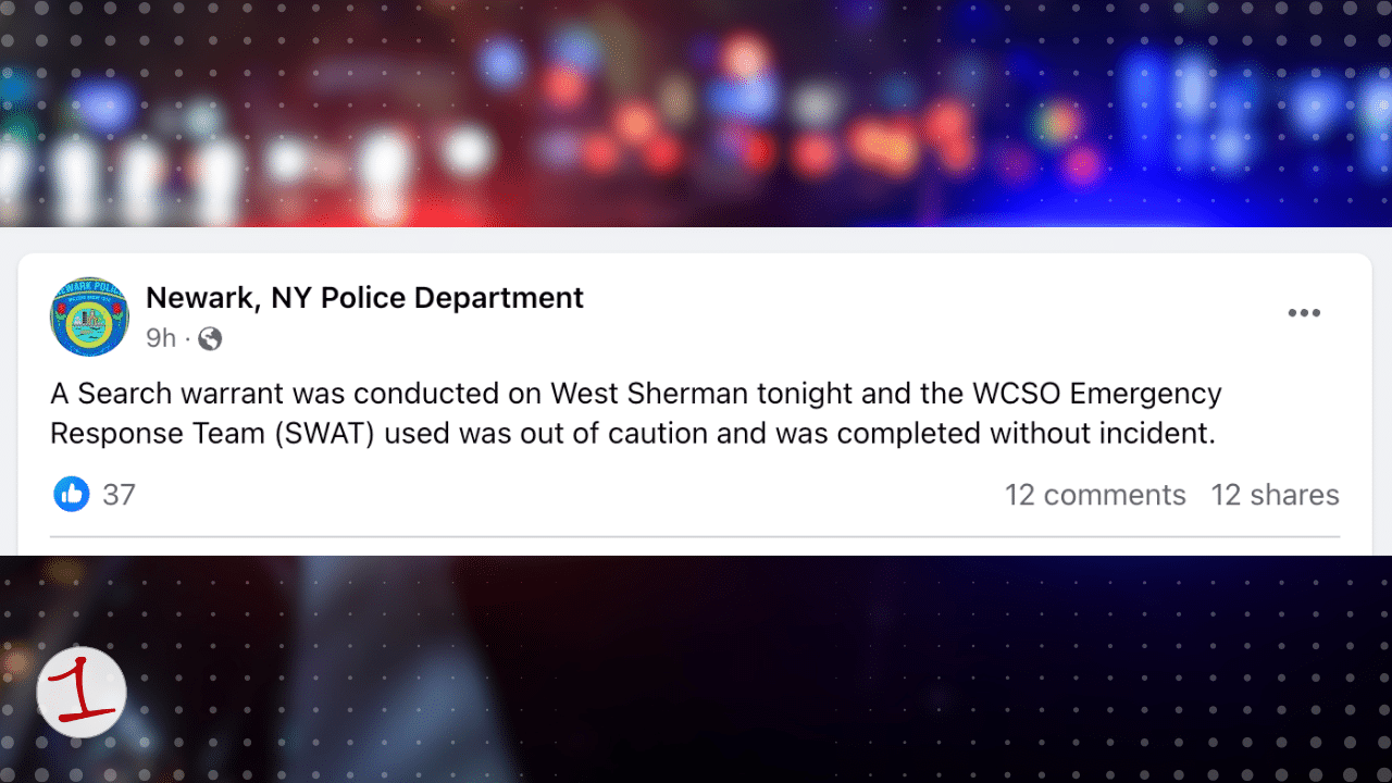 SWAT team used during search in village of Newark: Police say no cause ...