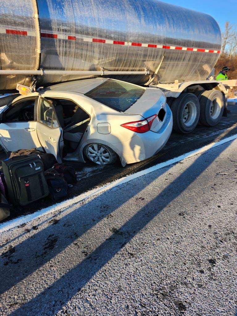 Car wedged under tractor-trailer on NYS Thruway; no injuries reported ...