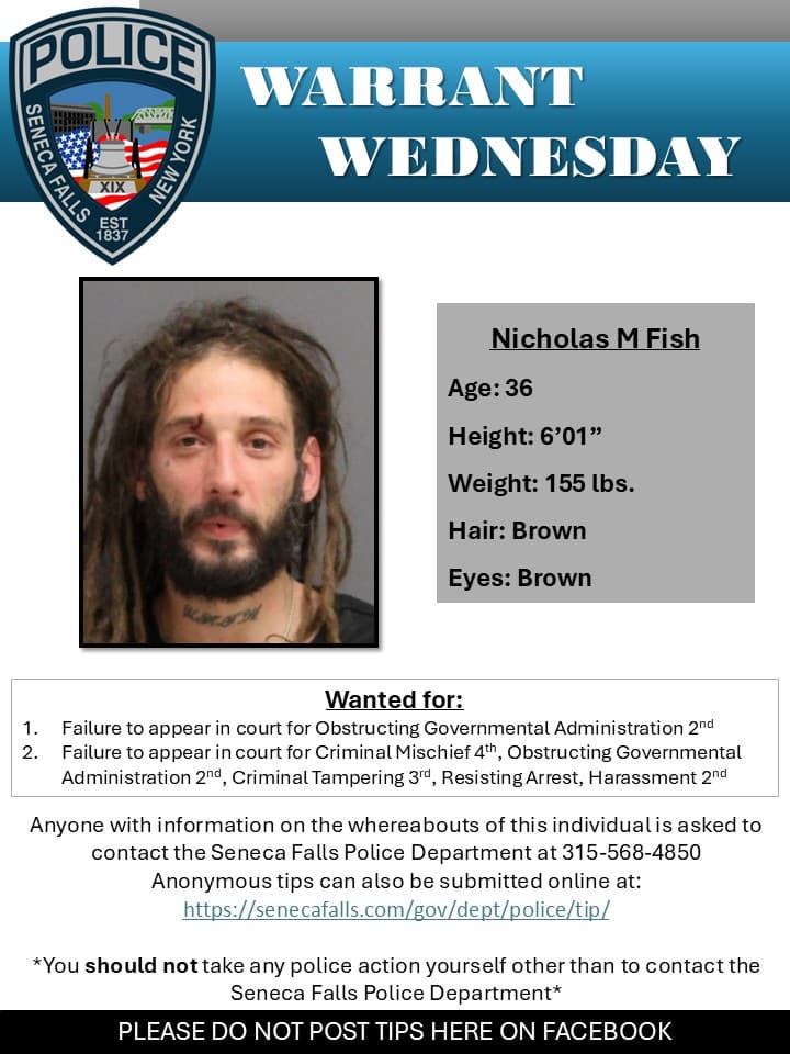 Seneca Falls police seek public’s help locating man wanted on multiple ...