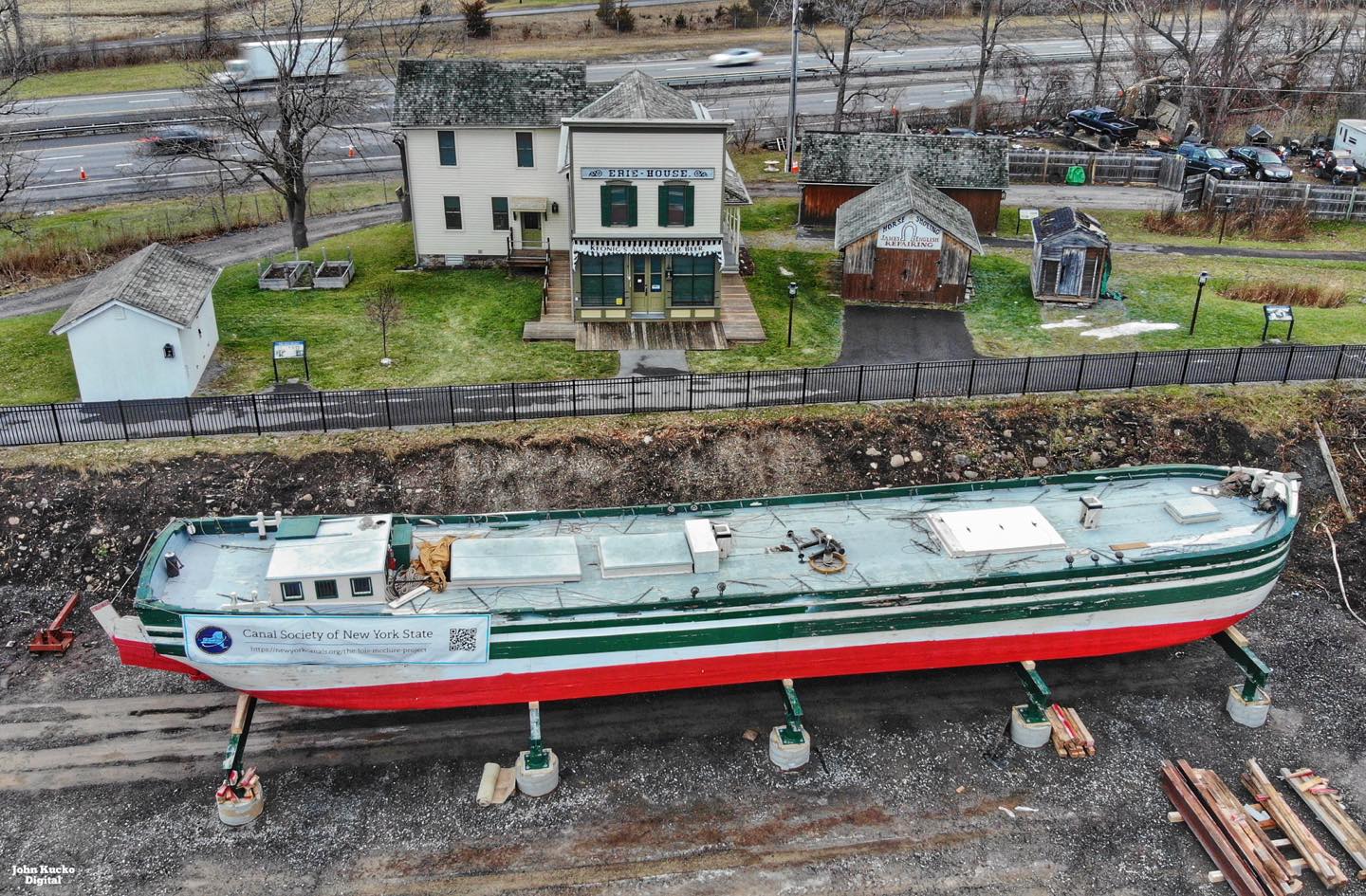 Replica canal boat rolls into Port Byron (video)