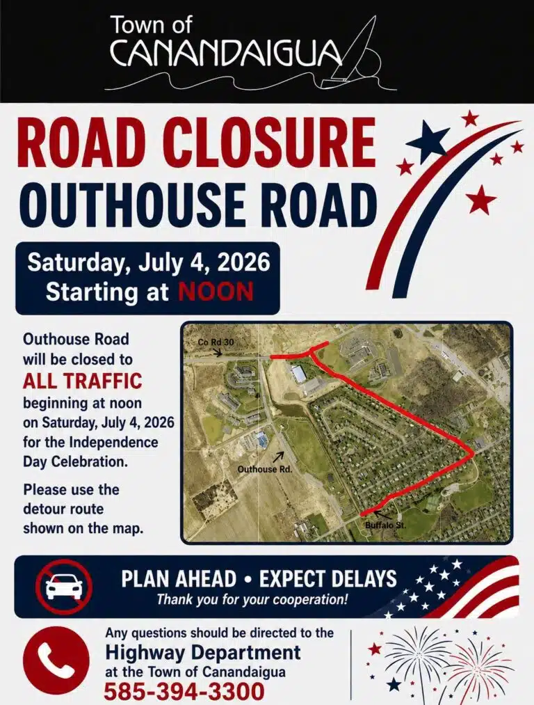Outhouse Road to close for Canandaigua Independence Day festivities