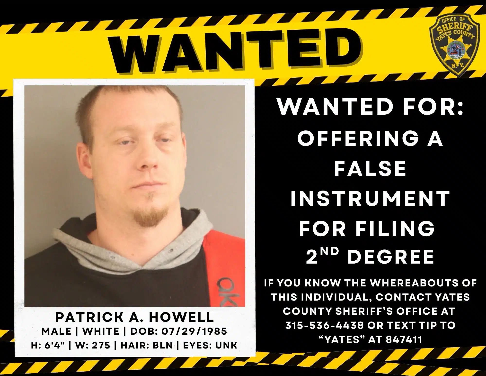 Yates County sheriff seeks public’s help locating wanted man